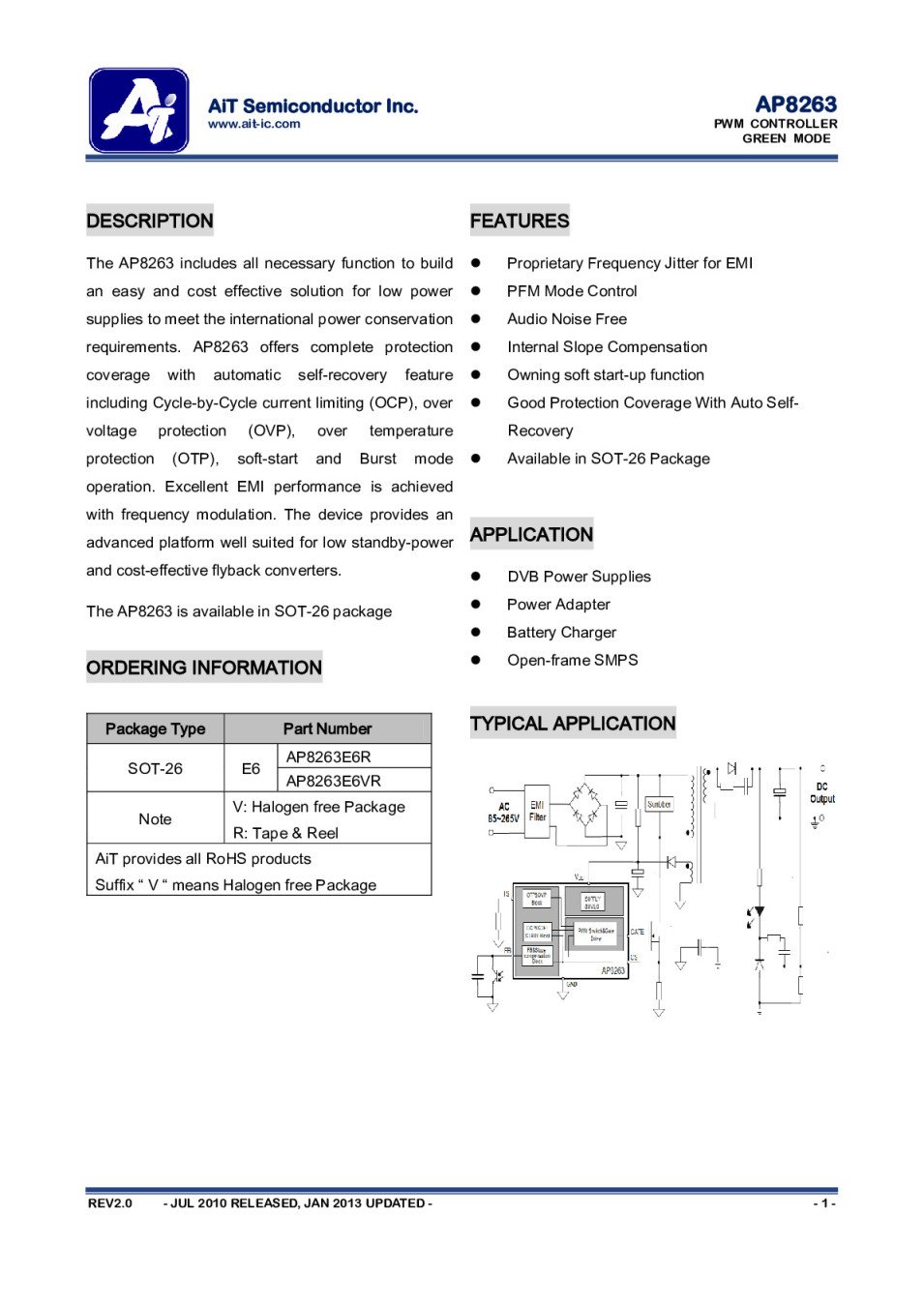 Интегр.схема AP8263 SOT-23-6 - КСП Електроникс