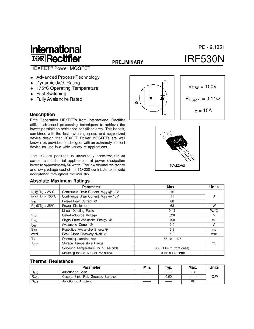 Транзистор IRF530A TO-220 - КСП Електроникс