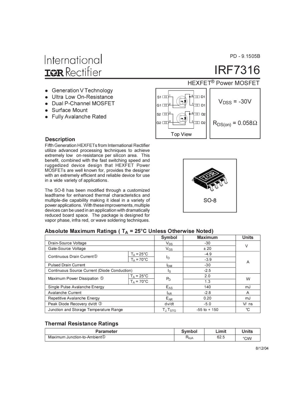 Транзистор IRF7316 SO-8 - КСП Електроникс