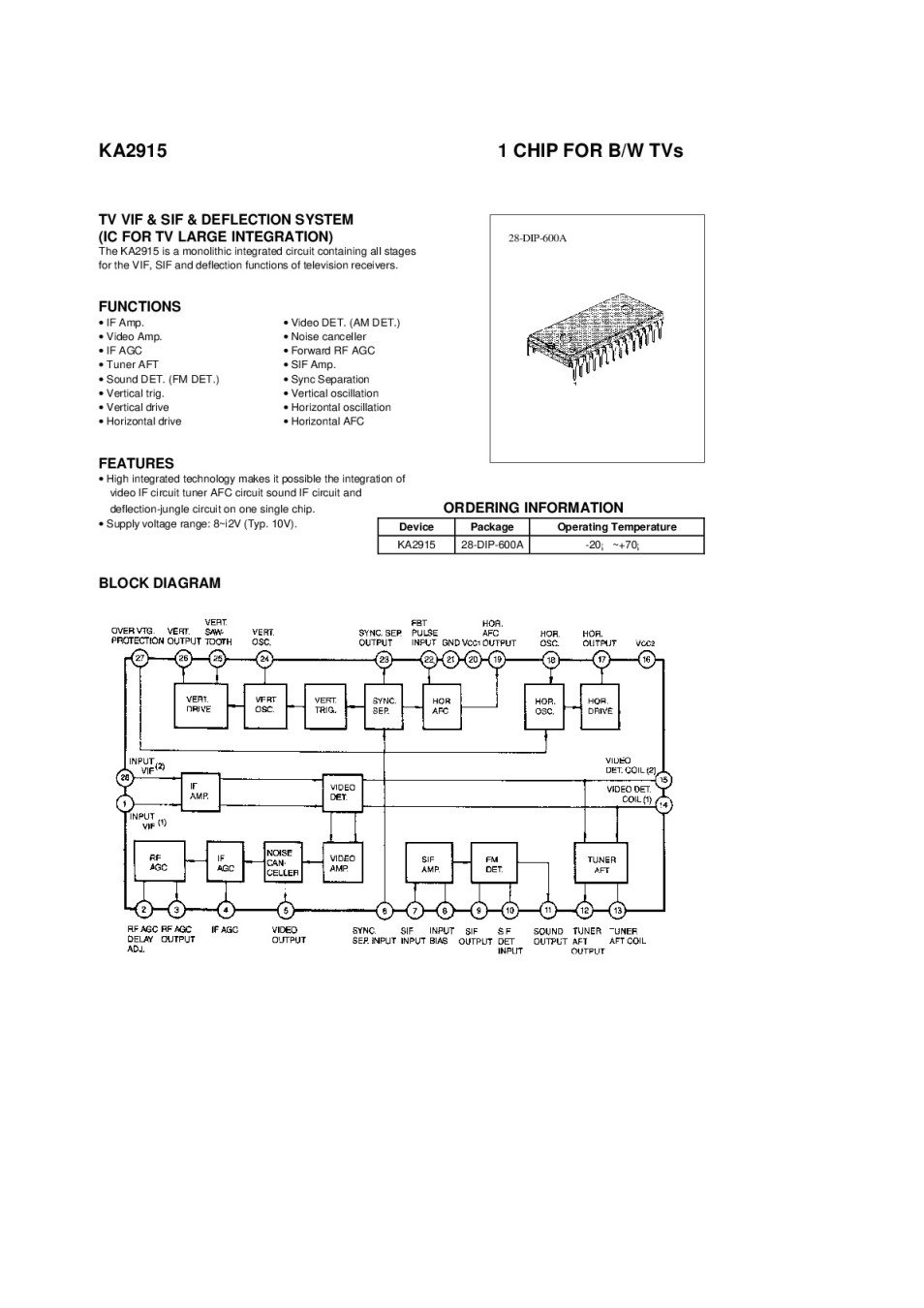 Интегрална схема KA2915 DIP-28 - КСП Електроникс