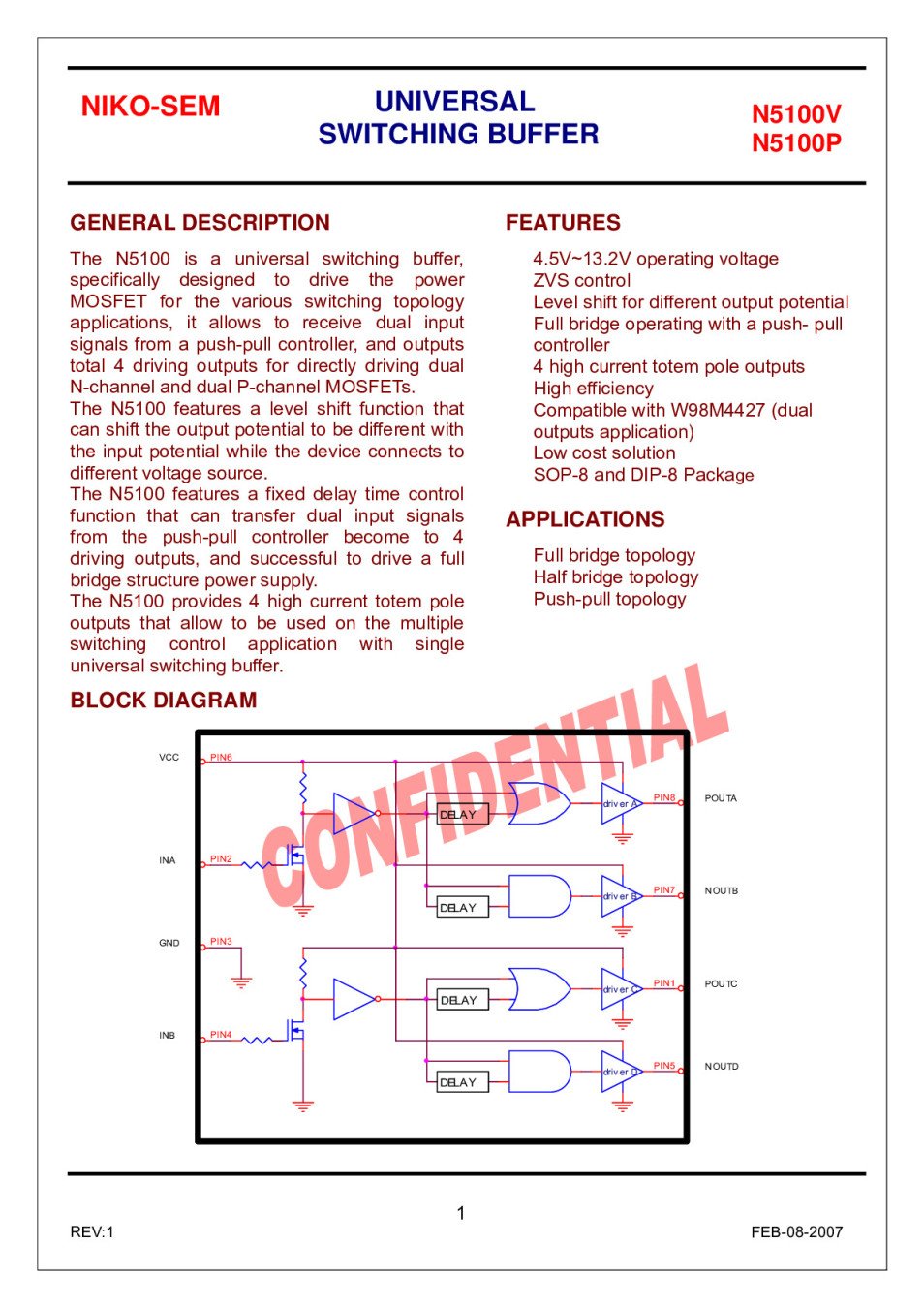 Интегр.схема N5100V SO-8 - КСП Електроникс