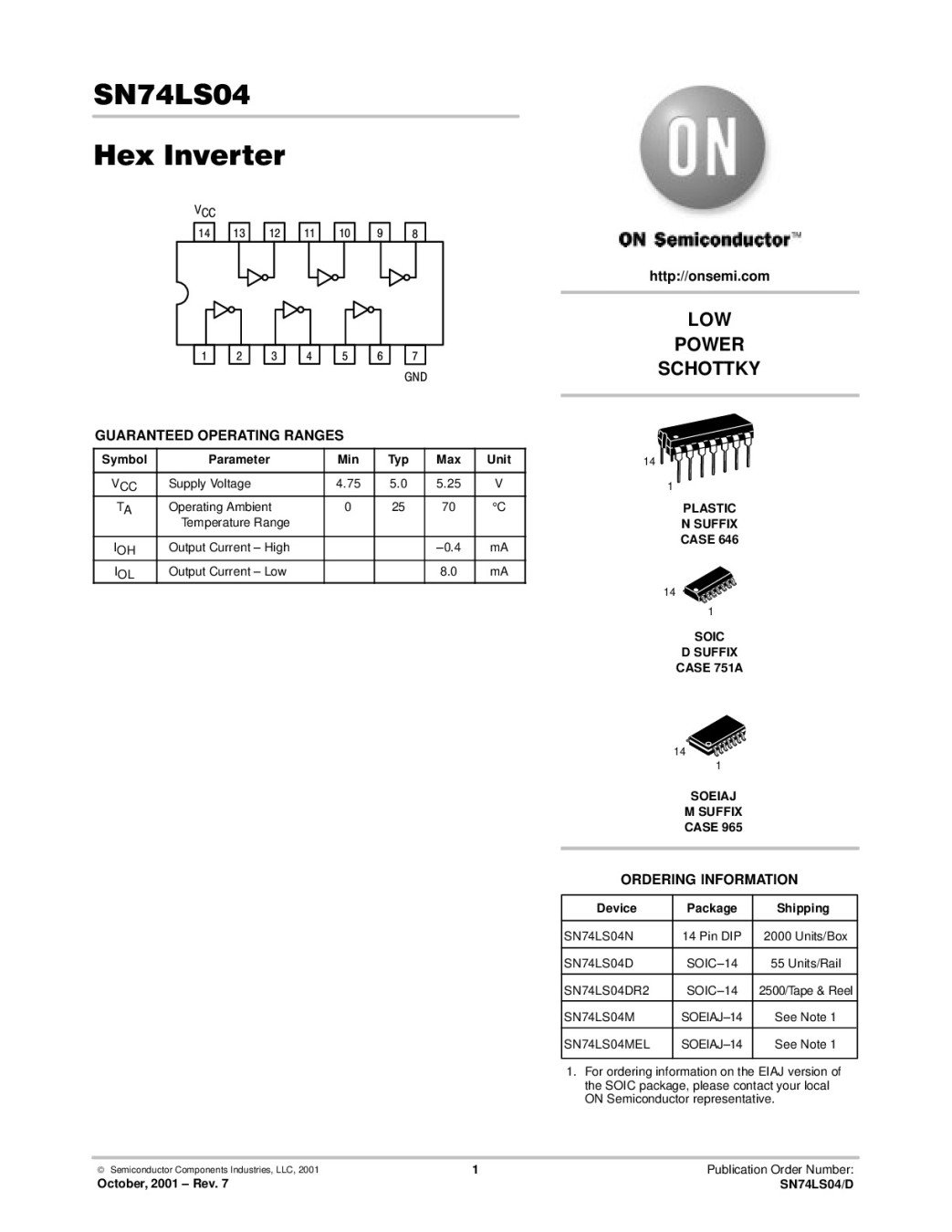 Интегр.схема HD74LS04P DIP-14 - КСП Електроникс