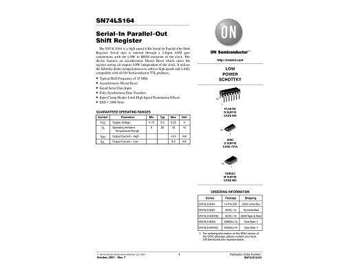 Интегр.схема SN74LS164 - КСП Електроникс
