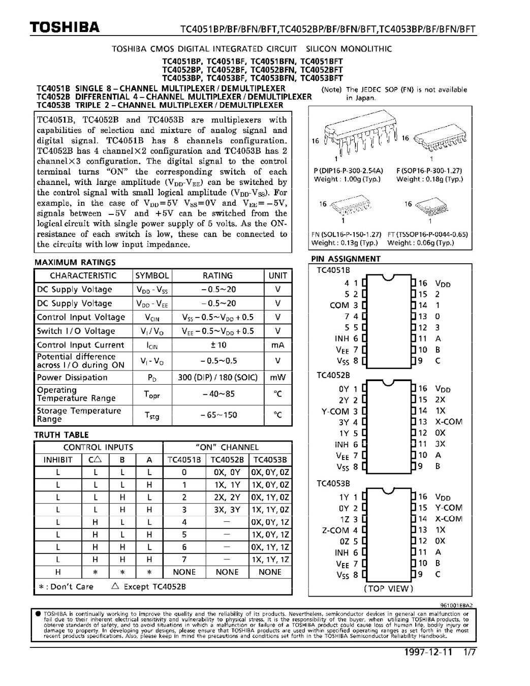 Интегр.схема TC4052BE - КСП Електроникс