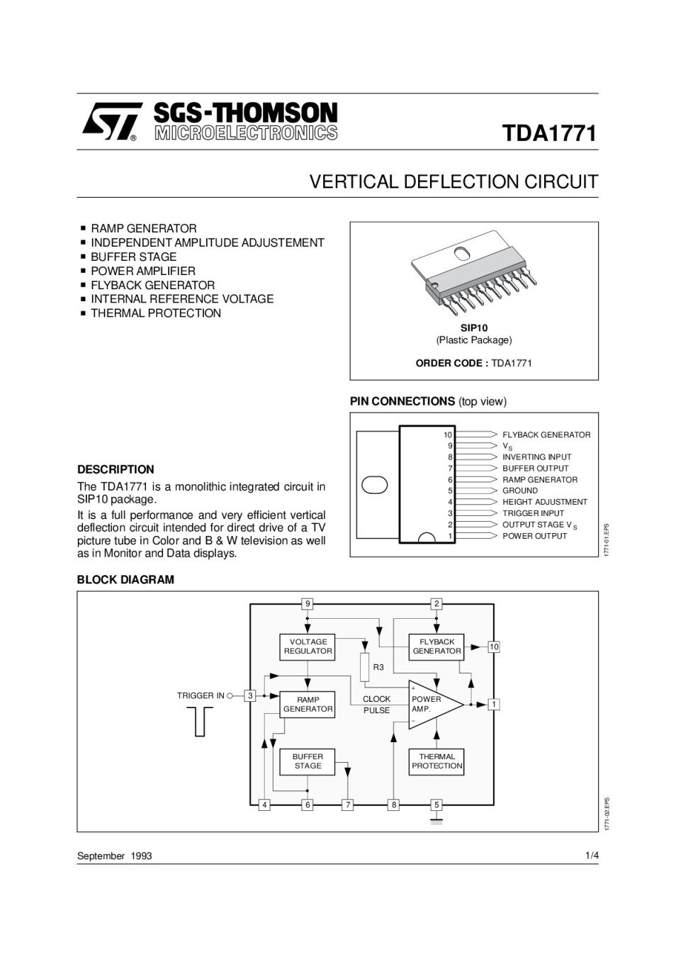 Интегр.схема TDA1771 SIP-10 - КСП Електроникс