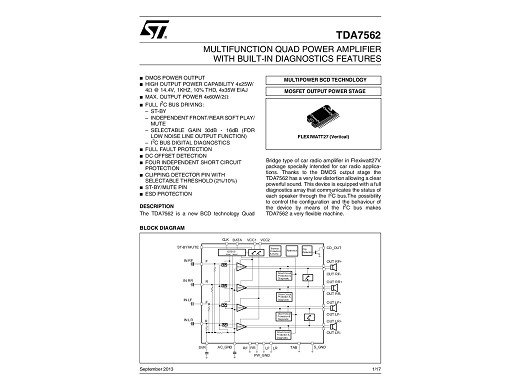 Интегр.схема TDA7562 HZIP-27 - КСП Електроникс