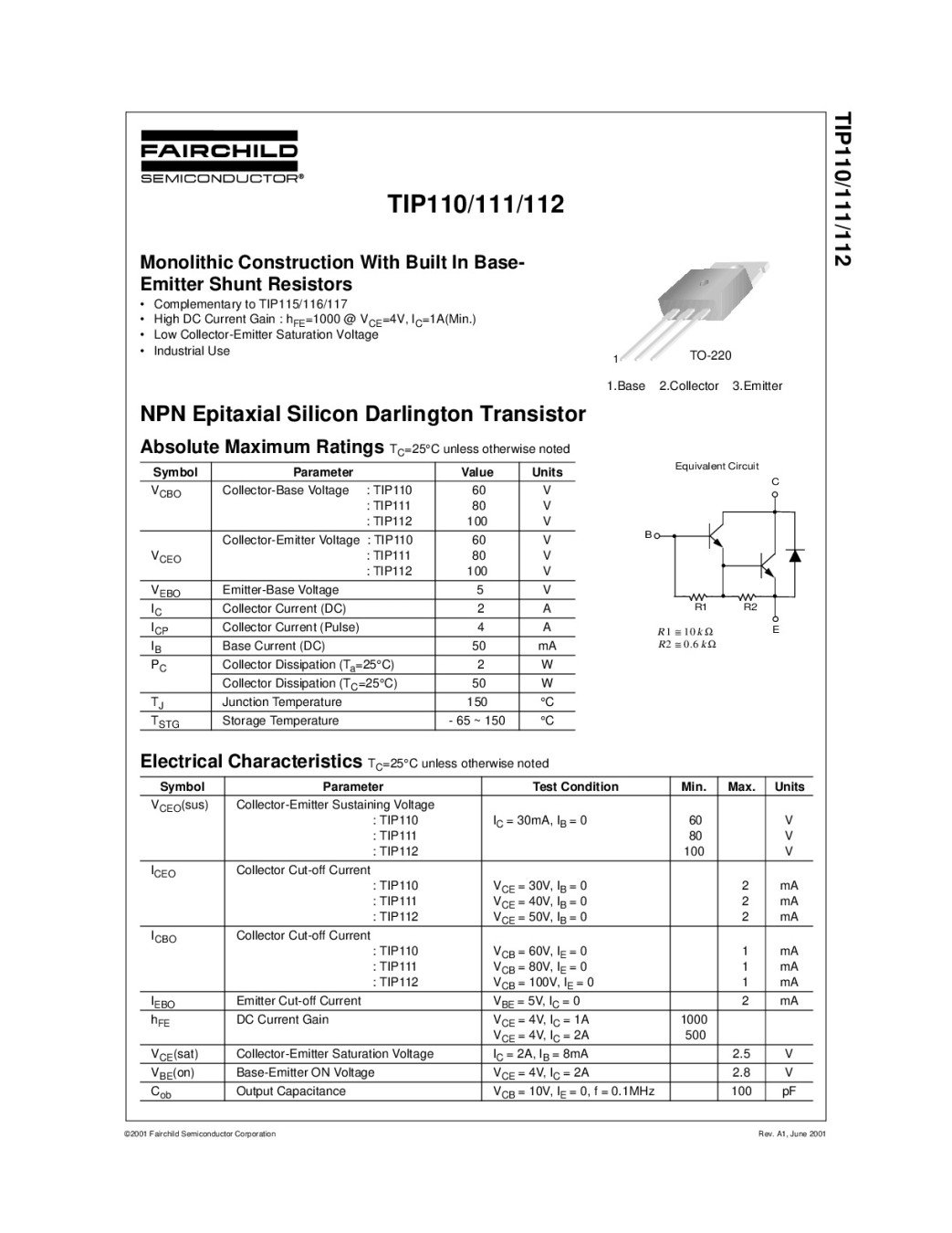 Транзистор TIP110 TO-220 - КСП Електроникс